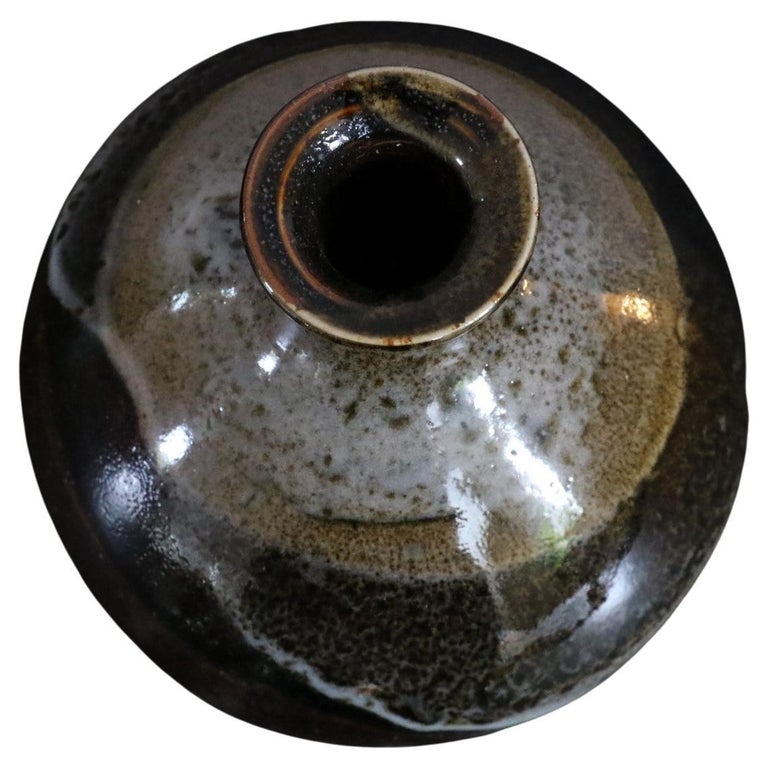 French Studio Pottery Stoneware Vase, with Layers of Glazes Drips For ...