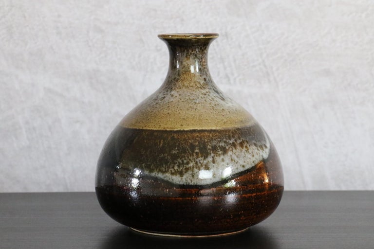 French Studio Pottery Stoneware Vase, with Layers of Glazes Drips For ...