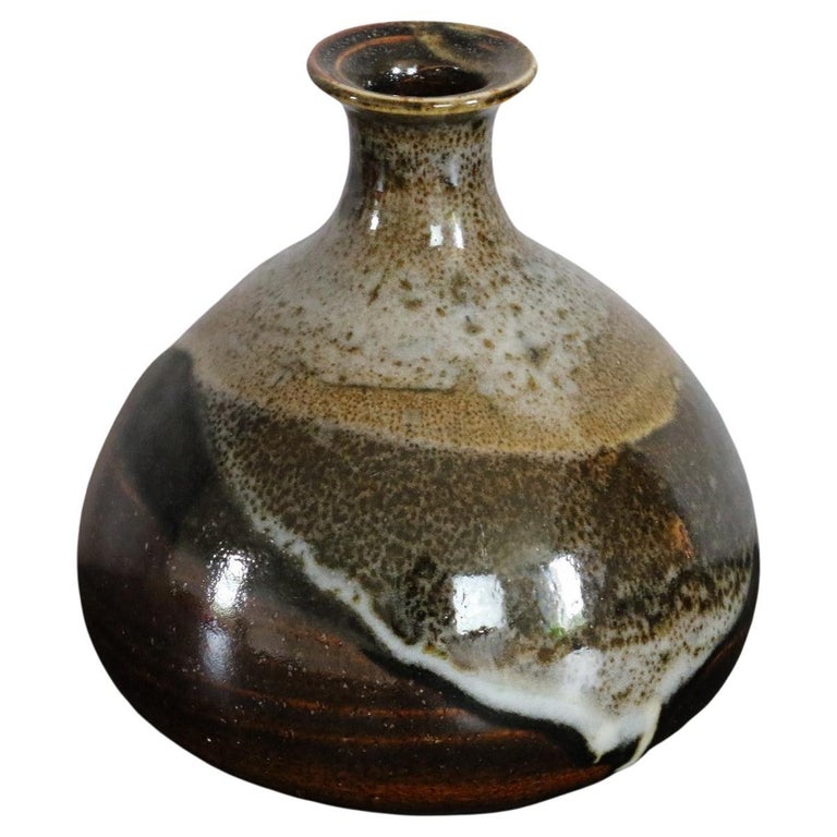 French Studio Pottery Stoneware Vase, with Layers of Glazes Drips For ...