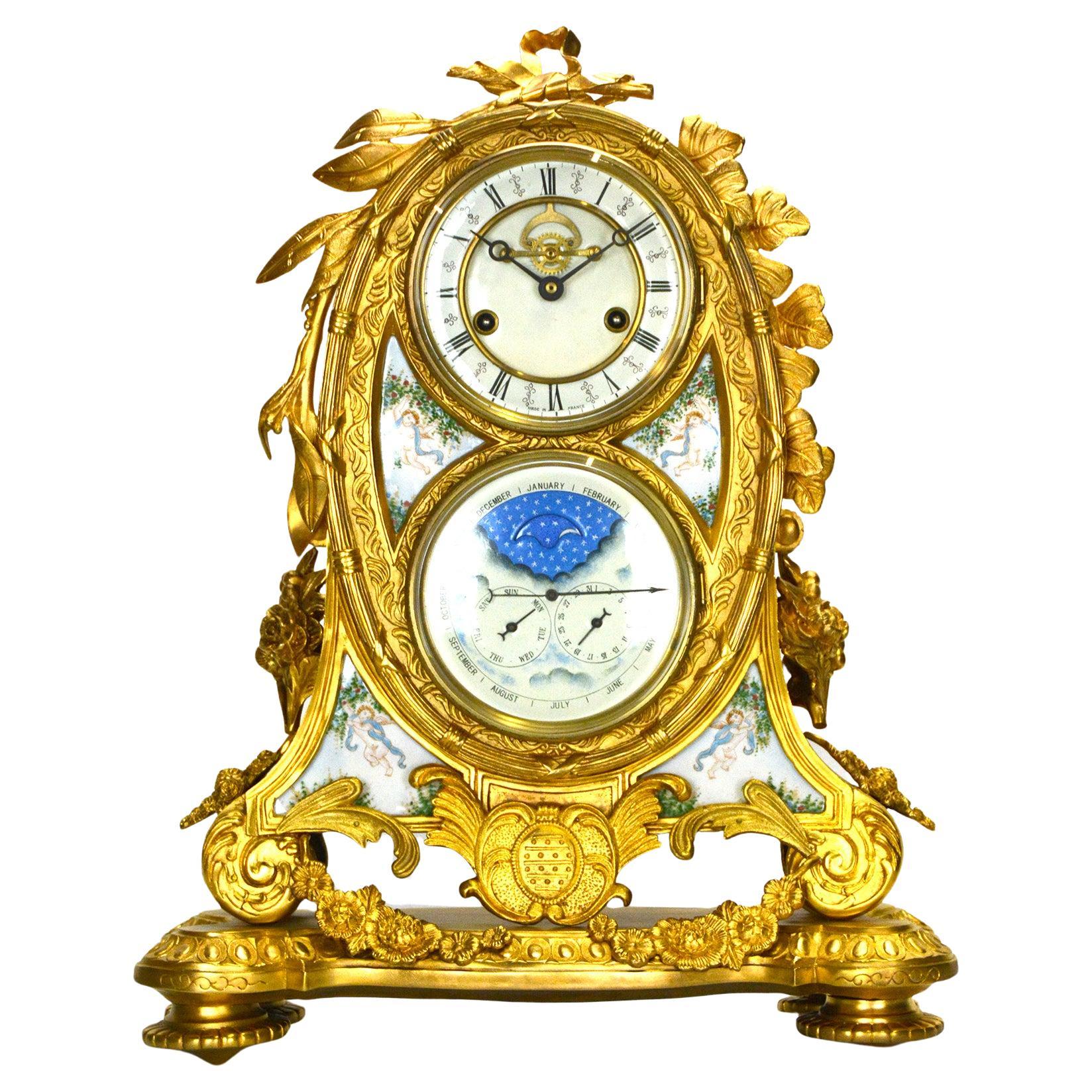 English Style Grasshopper Escapement 8 Day Fusee Double Pendulum Mantle ...