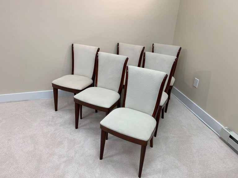 French Style Art Deco Streamline Set of Six Dining Chairs, circa 1930s ...