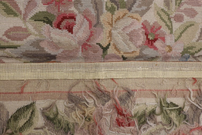 French Style Aubusson, Handwoven Carpet Red Wool Floral Rug For Sale at ...