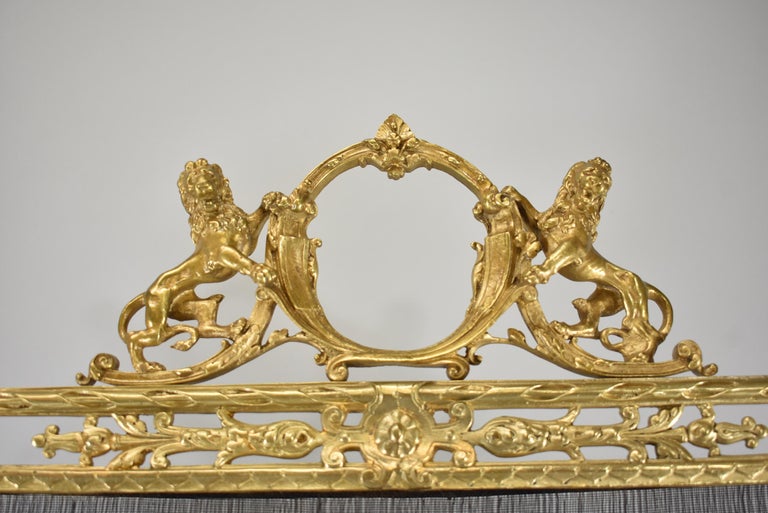 French Style Brass Fireplace Screen Lion Details Paw Feet at 1stDibs ...