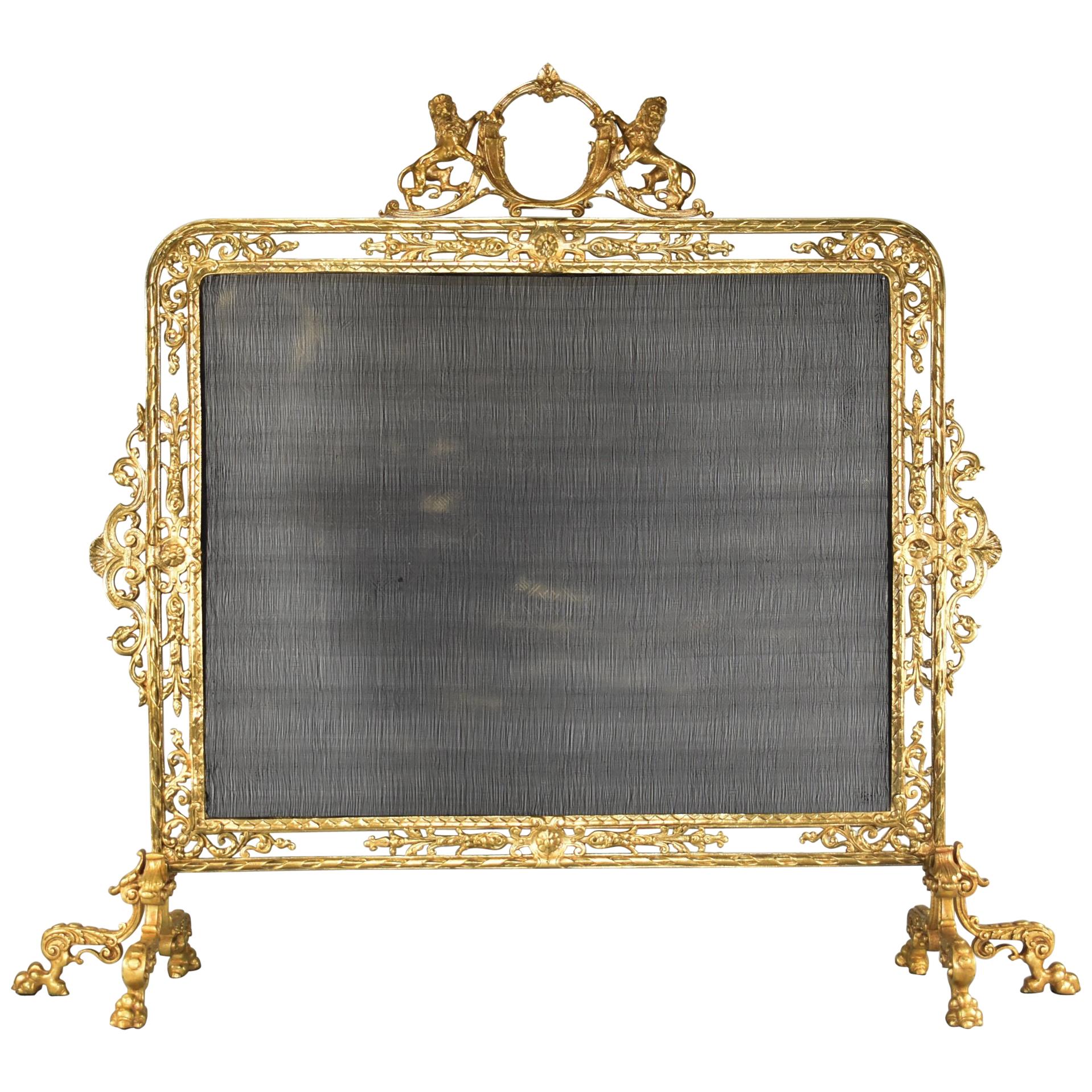 French Style Brass Fireplace Screen Lion Details Paw Feet at 1stDibs ...