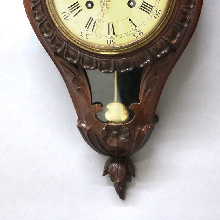 French Style Carved Mahogany Swiss Wall Clock 20th Century For Sale at ...