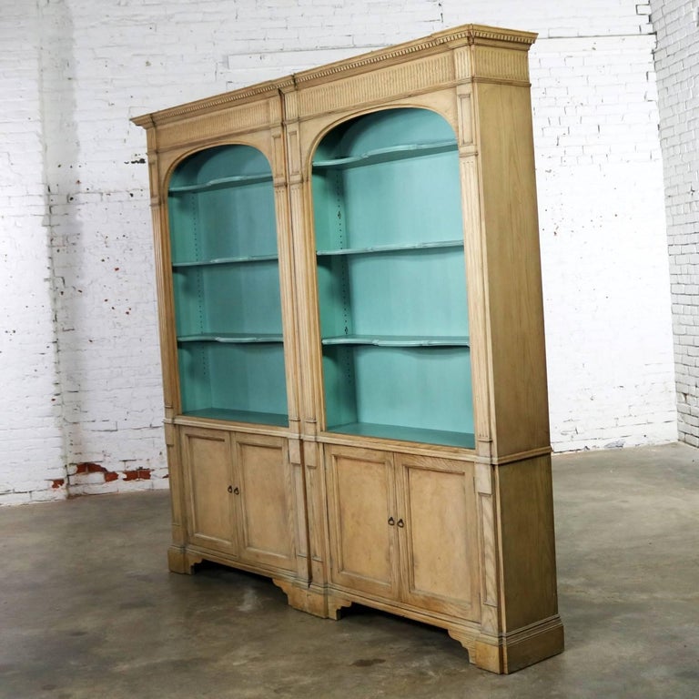 French Style Cerused Bookcases with Turquoise Interior by Baker ...