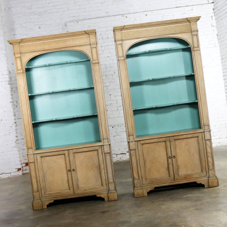 French Style Cerused Bookcases with Turquoise Interior by Baker ...