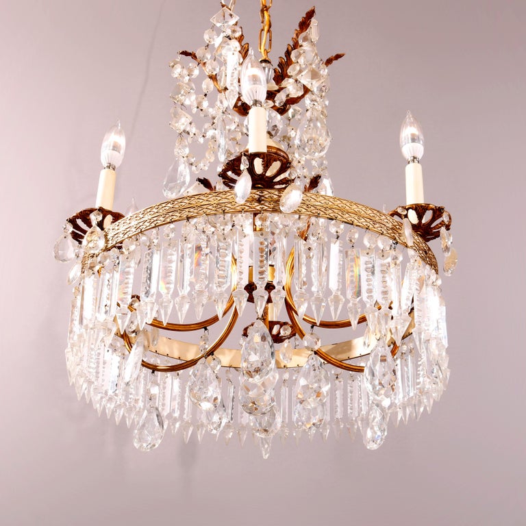French Style Crystal Chandelier, 20th C For Sale at 1stDibs