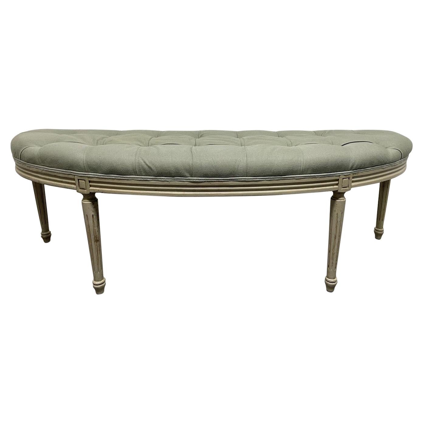 Custom Upholstered Demi-Lune Bench at 1stDibs