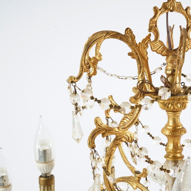 French Style Gilt and Crystal Twelve-Light Tiered Chandelier, Circa ...