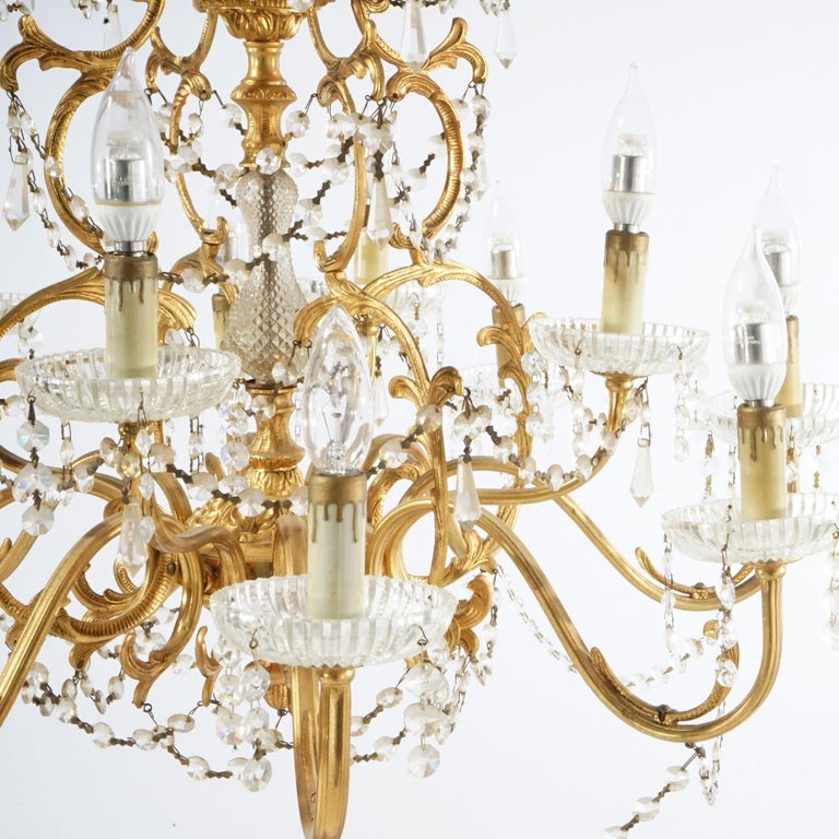French Style Gilt and Crystal Twelve-Light Tiered Chandelier, Circa ...