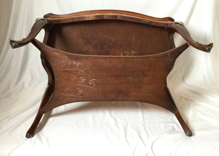 French Style Inlaid Gallery Edge Coffee Table at 1stDibs