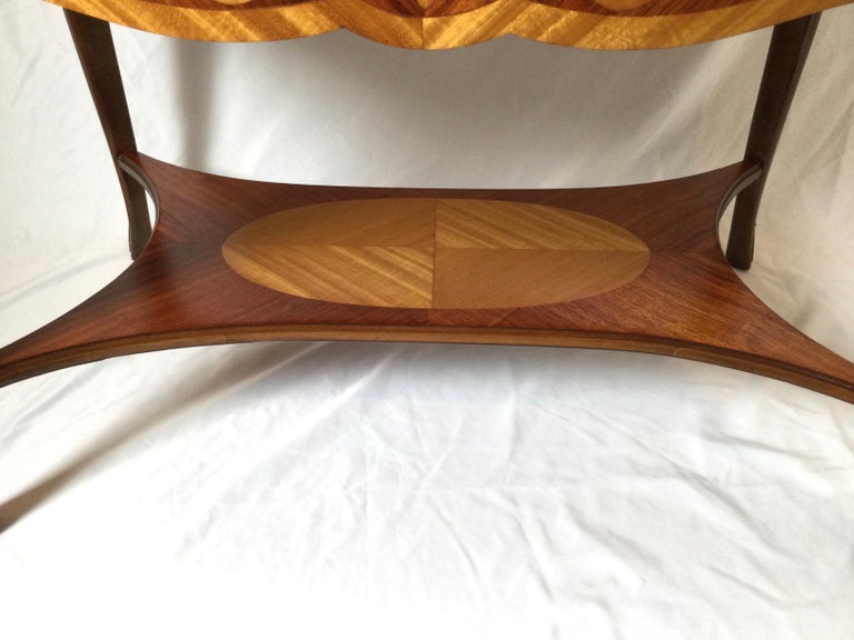 French Style Inlaid Gallery Edge Coffee Table at 1stDibs