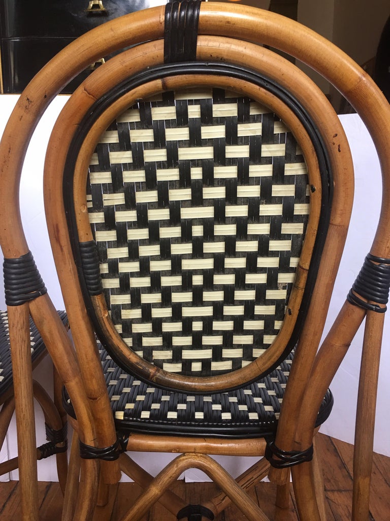 French Style Parisian Cafe Bistro Rattan Dining Chairs, Pair at 1stDibs