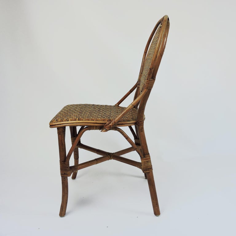 French Style Parisian Cafe Rattan Dining Chairs, Set of 4 For Sale at ...