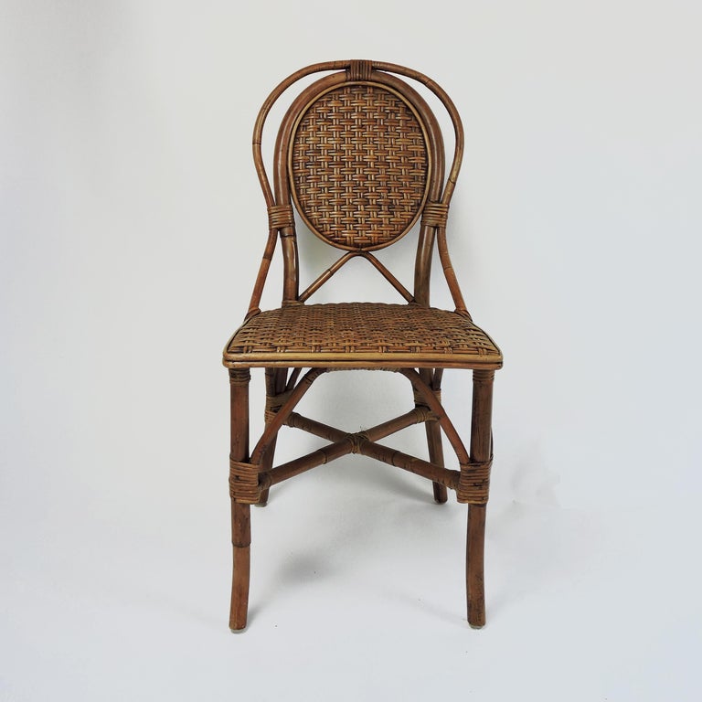 French Style Parisian Cafe Rattan Dining Chairs, Set of 4 For Sale at ...