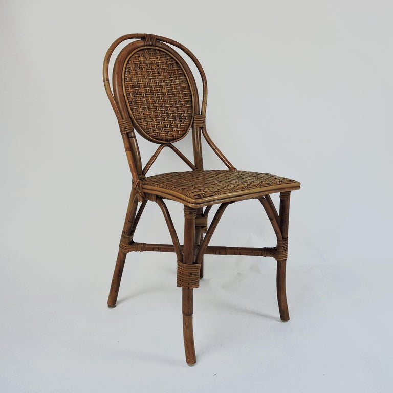 French Style Parisian Cafe Rattan Dining Chairs, Set of 4 For Sale at ...