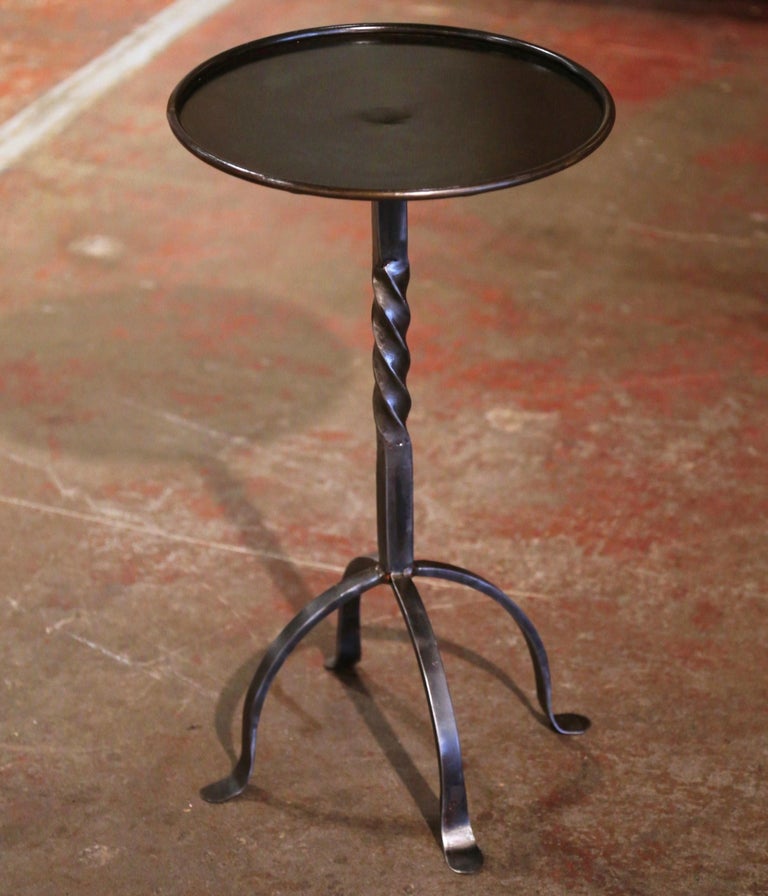 French Style Polished Black Pedestal Martini Side Table at 1stDibs