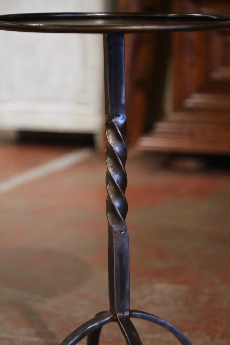 French Style Polished Black Pedestal Martini Side Table at 1stDibs