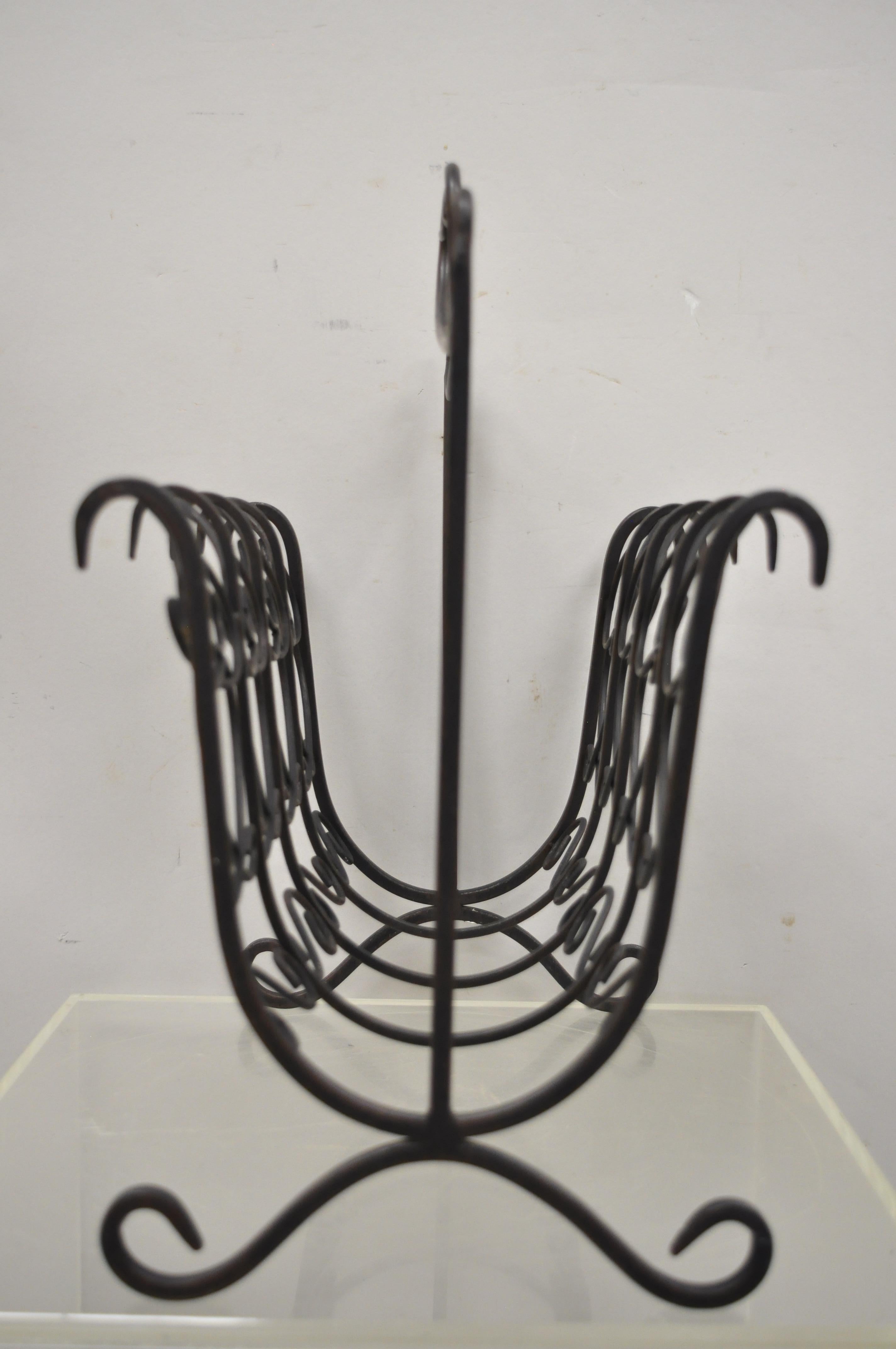 French Style Scrolling Wrought Iron Magazine Rack Stand with Heart For ...
