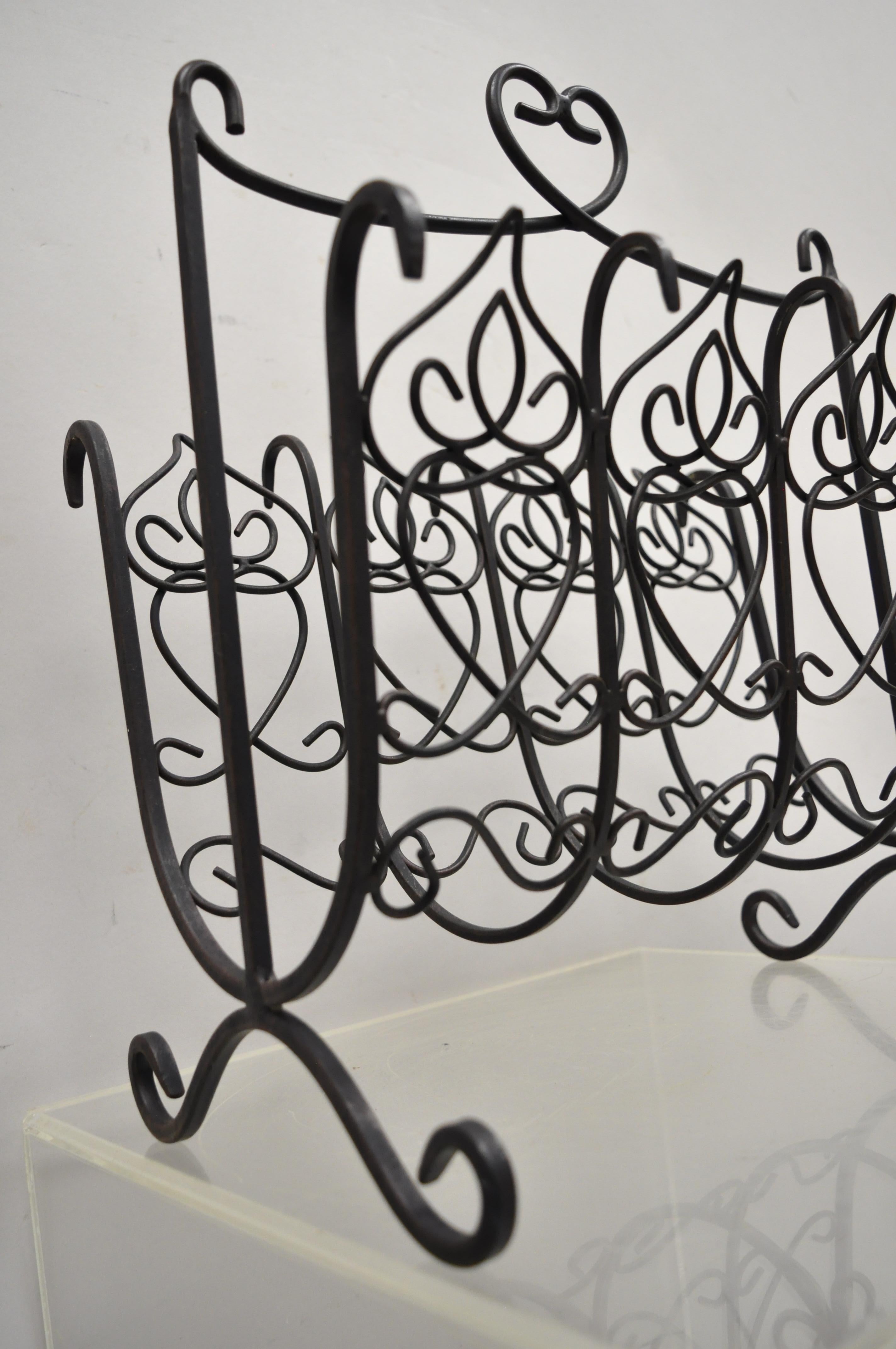 French Style Scrolling Wrought Iron Magazine Rack Stand with Heart For ...