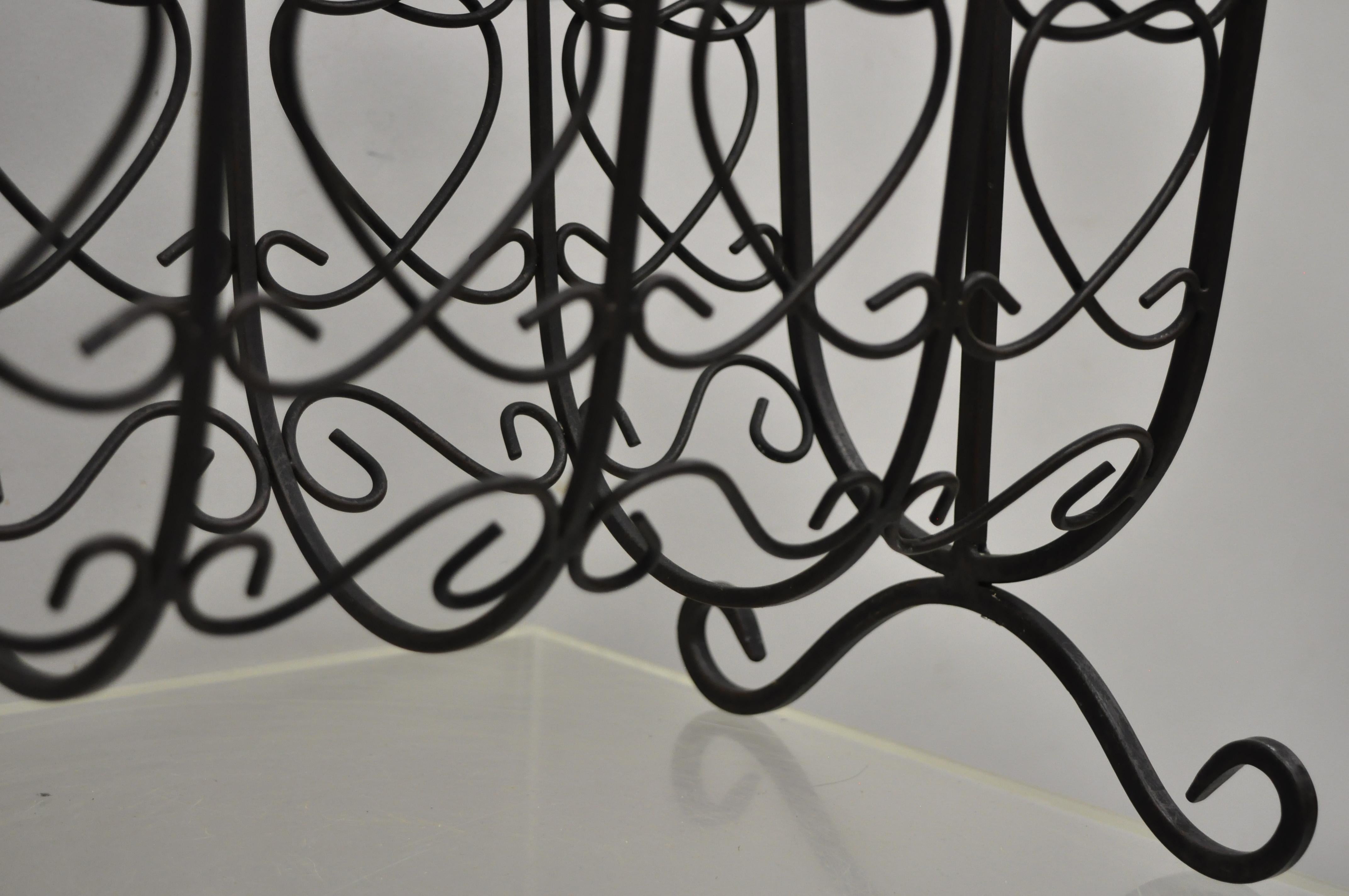 French Style Scrolling Wrought Iron Magazine Rack Stand with Heart For ...