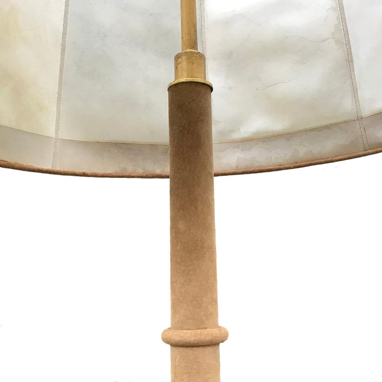 French Suede and Parchment Standard Lamp For Sale at 1stDibs