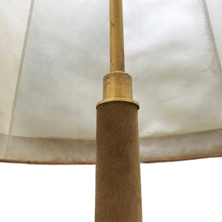 French Suede and Parchment Standard Lamp For Sale at 1stDibs