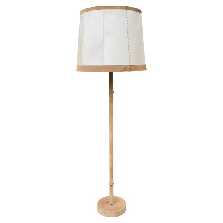 French Suede and Parchment Standard Lamp For Sale at 1stDibs