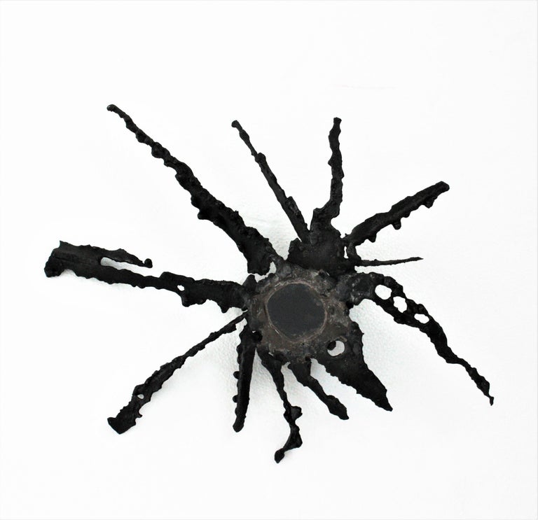 French Surrealist Sunburst Mirror in Hand Forged Iron, Giacometti ...