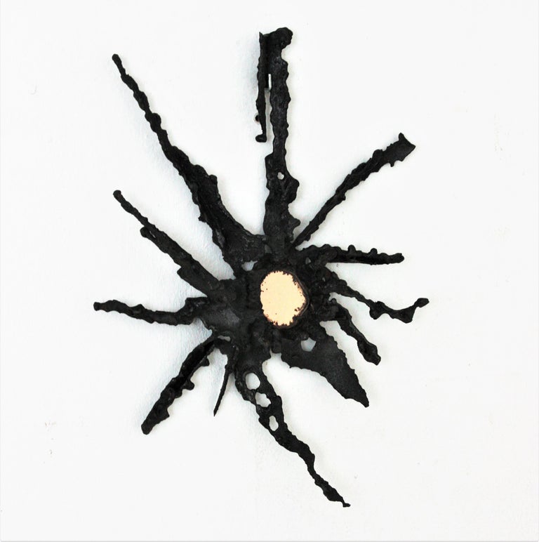 French Surrealist Sunburst Mirror in Hand Forged Iron, Giacometti ...