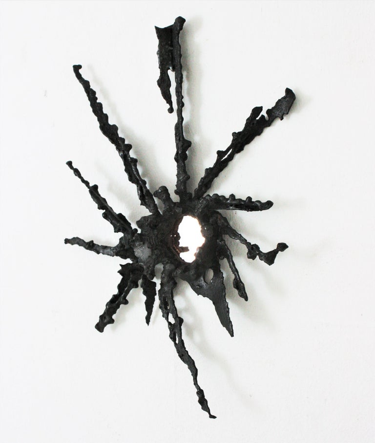 French Surrealist Sunburst Mirror in Hand Forged Iron, Giacometti ...