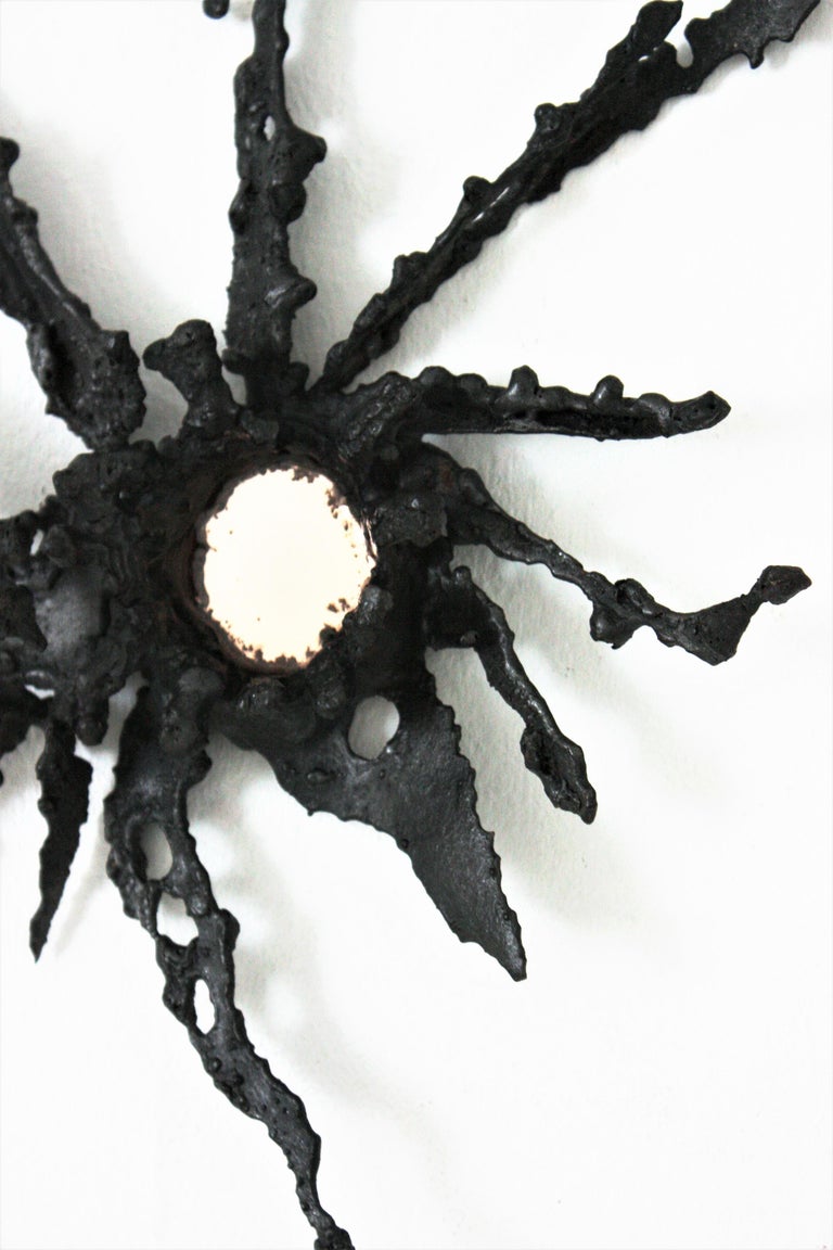 French Surrealist Sunburst Mirror in Hand Forged Iron, Giacometti ...
