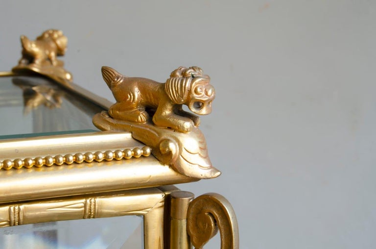 French Tabletop Display in Gilt Bronze and Beveled Glass For Sale at ...