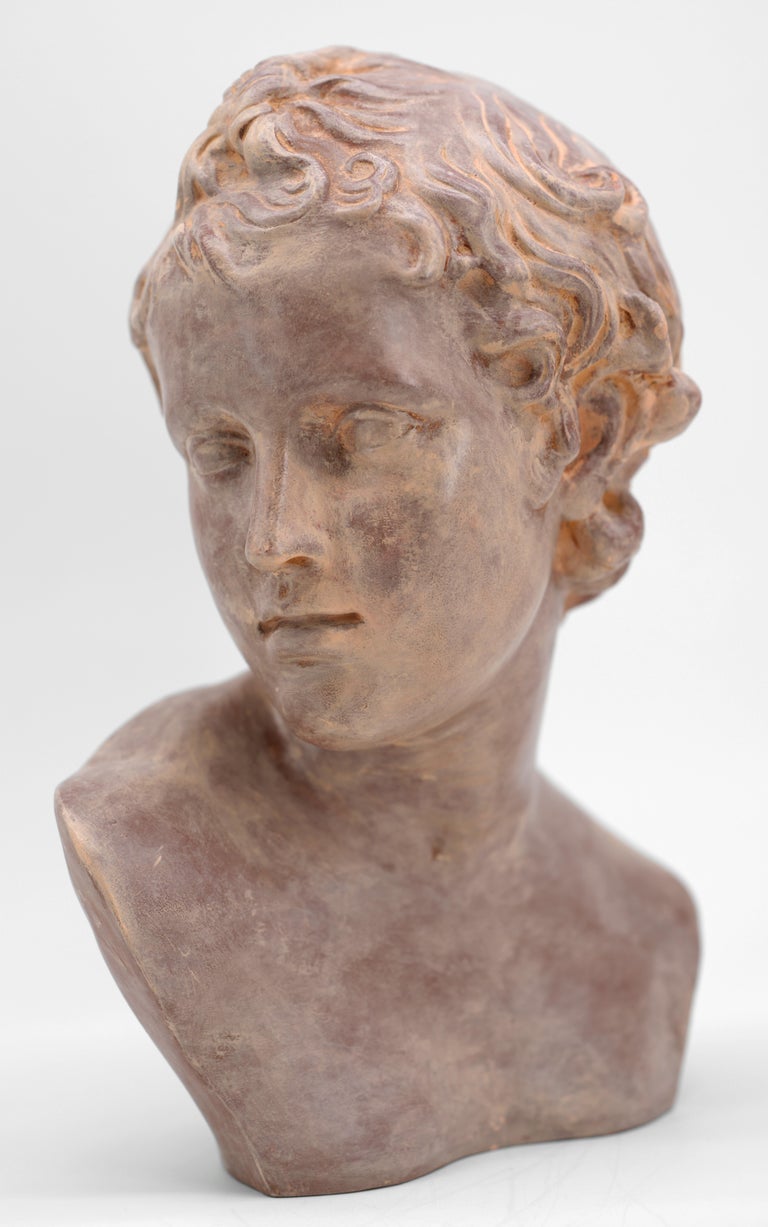 French Terra Cotta Bust of Eros, 1930-1940 For Sale at 1stDibs