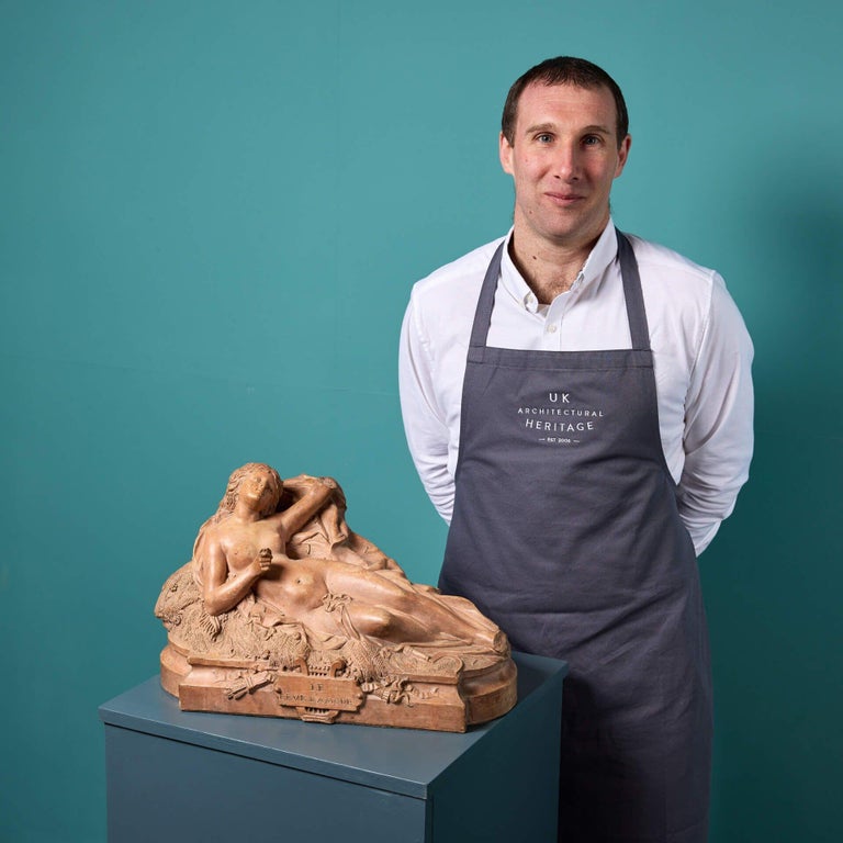 French Terracotta Reclining Lady Sculpture For Sale at 1stDibs