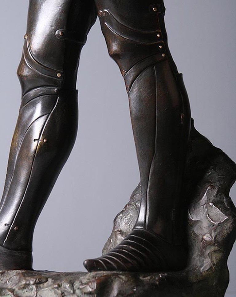 French Terracotta Statue of a Knight Signed J. Dupré For Sale at 1stDibs