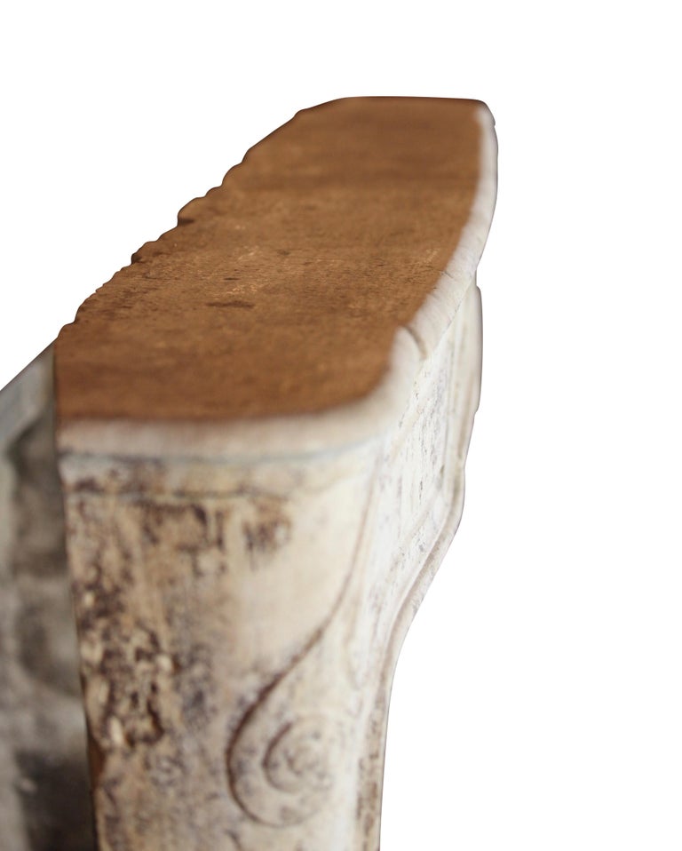 French Timeless Country Style Limestone Fireplace Surround For Sale at ...