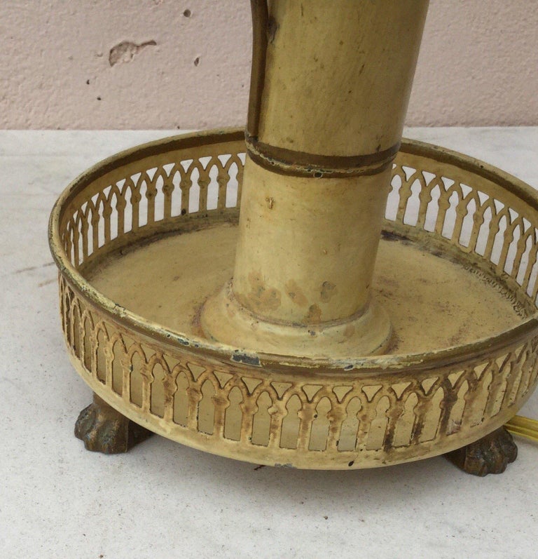 French Tole Lamp with Flowers, circa 1900 at 1stDibs