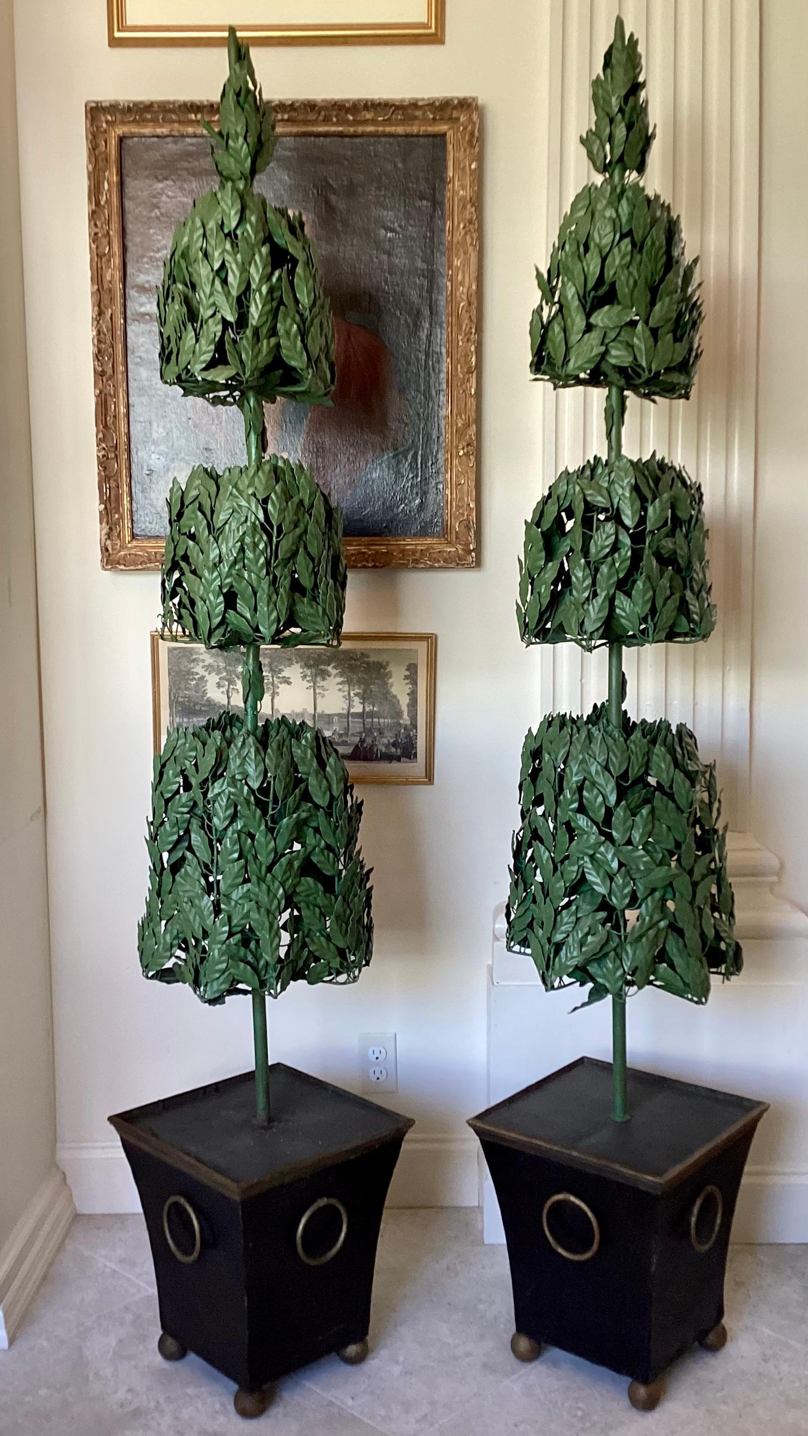French Tole Topiaries, a Pair For Sale at 1stDibs