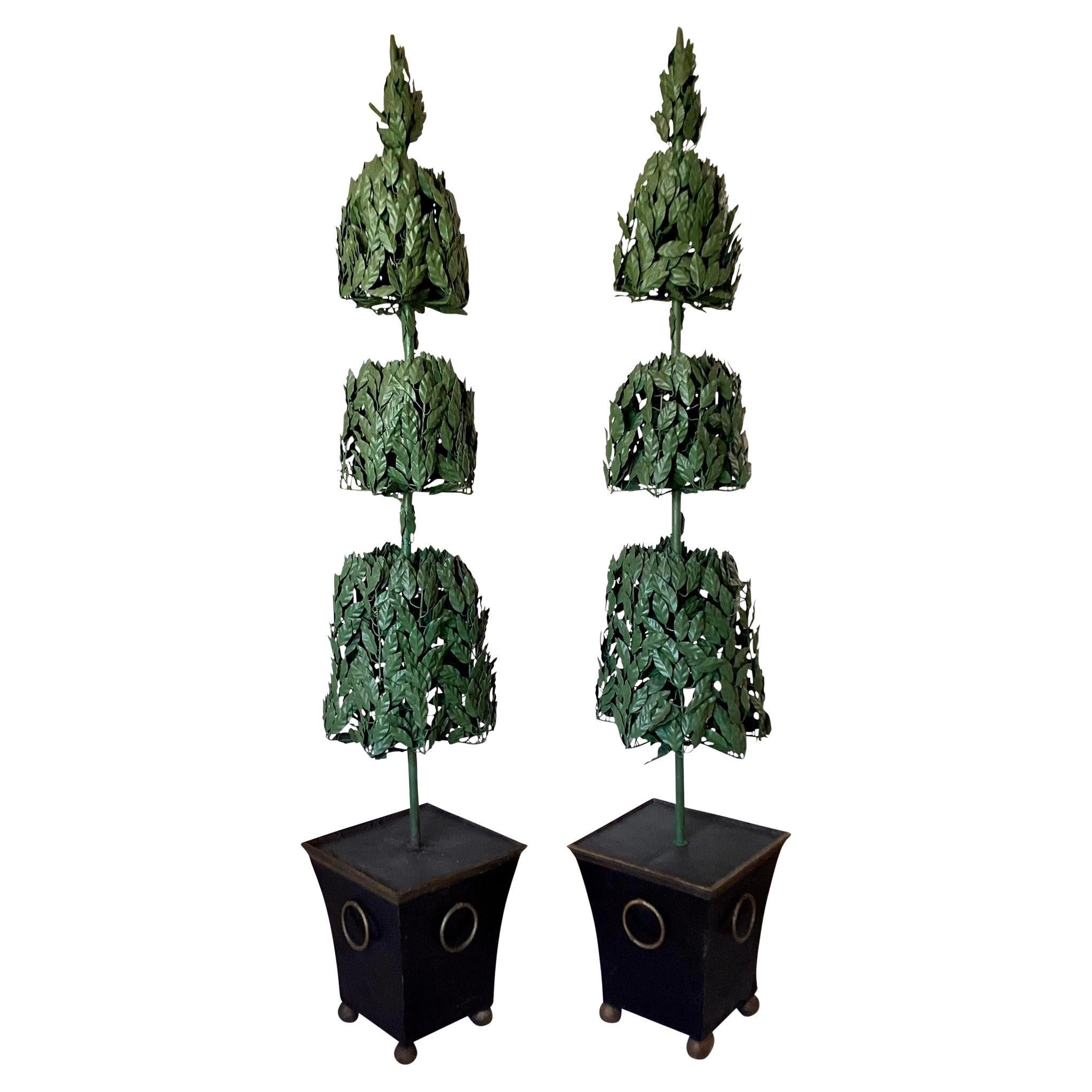 French Tole Topiaries, a Pair For Sale at 1stDibs