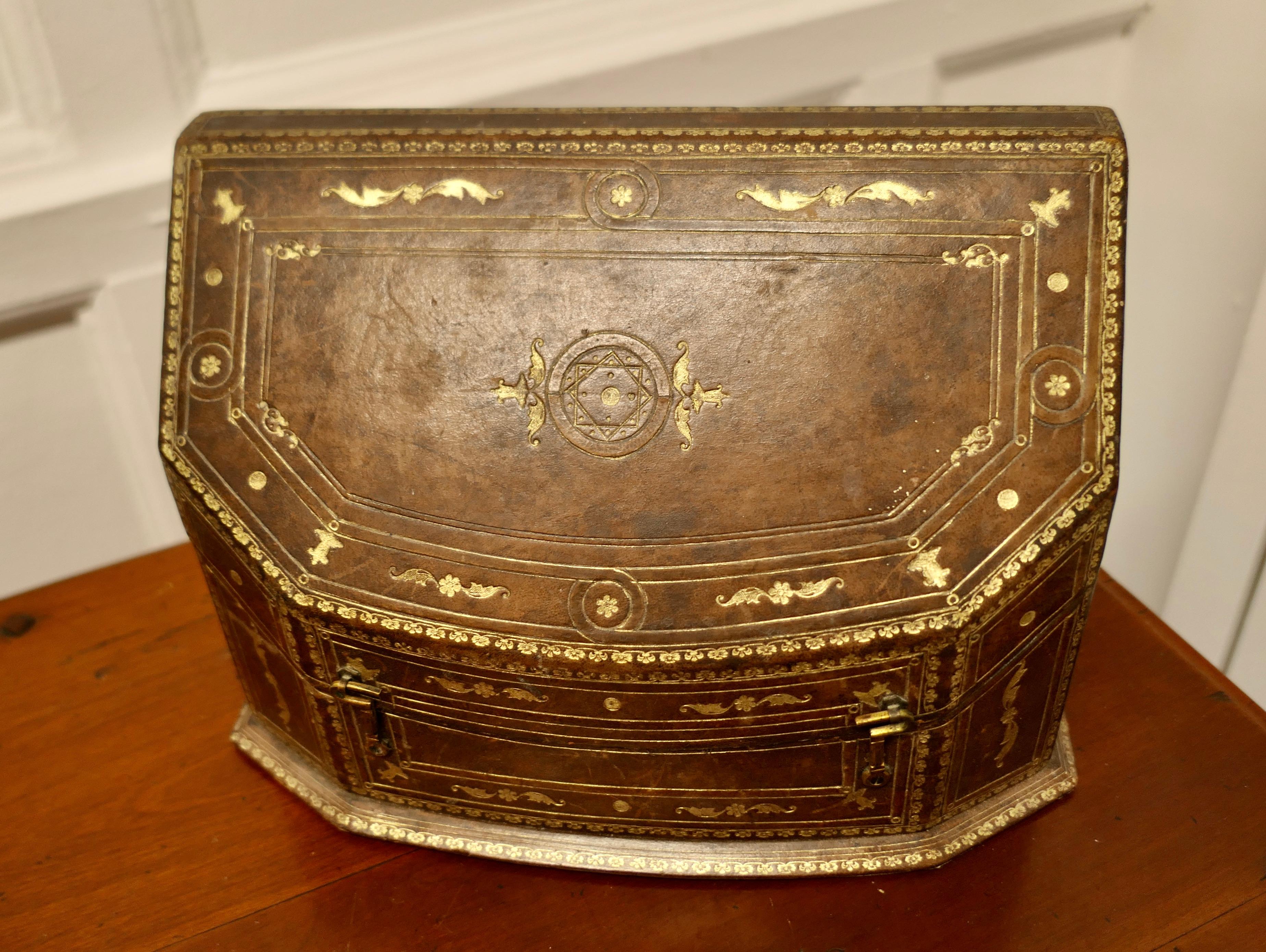 French Tooled Leather Stationary or Letter Box For Sale at 1stDibs