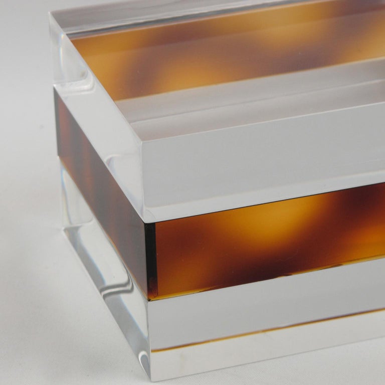 French Tortoise and Transparent Lucite Acrylic Box, 1970s For Sale at ...