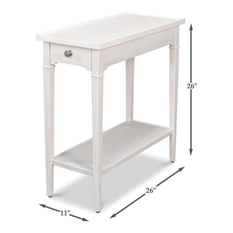 French Traditional End Table, Whitewash For Sale at 1stDibs