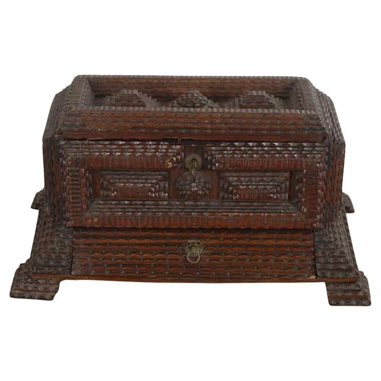 French Tramp Art Box For Sale at 1stDibs