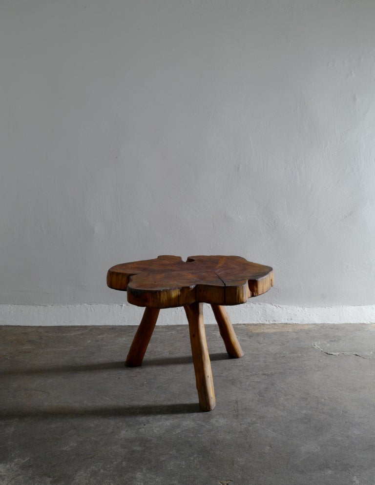 French Tree Trunk Free Form Wooden Coffee Table, 1960s at 1stDibs
