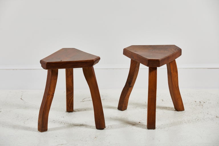 French Triangular Wooden Stool at 1stDibs