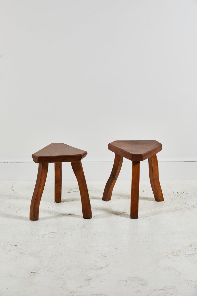 French Triangular Wooden Stool at 1stDibs