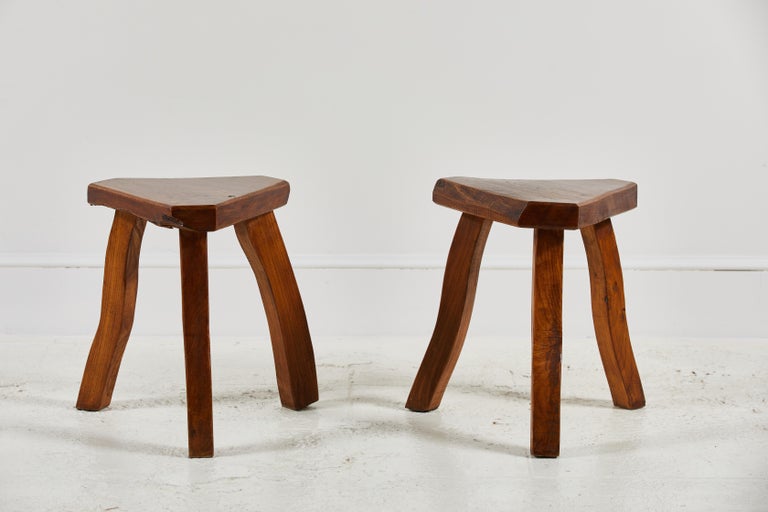 French Triangular Wooden Stool at 1stDibs