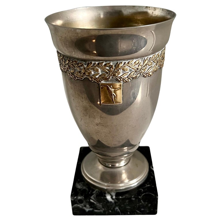 French Trophy Style Cup on Marble Base For Sale at 1stDibs